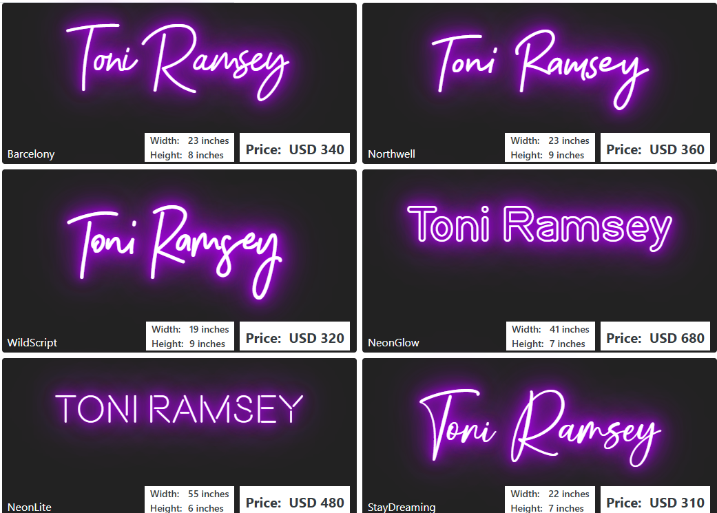 CUSTOM SIGN FOR Toni Ramsey – Neon.Outshine