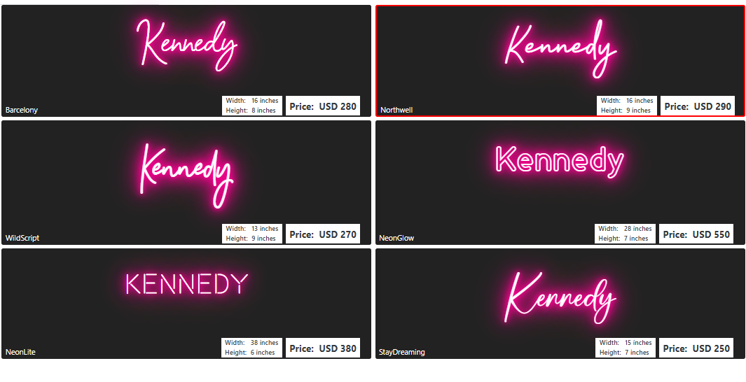 name neon sign for Isabella Watkins – Neon.Outshine