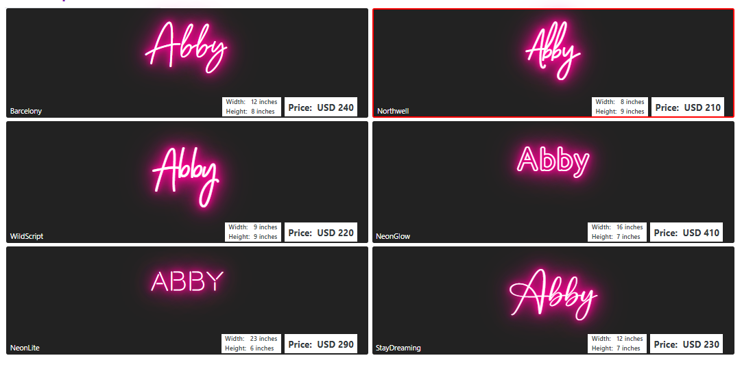 name neon sign for Tonya Mckenzie – Neon.Outshine