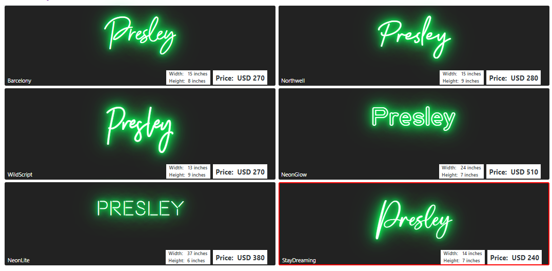 name neon sign for Amanda Gearin – Neon.Outshine