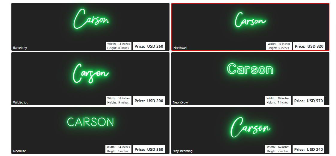 name neon sign for Laura Pontius – Neon.Outshine