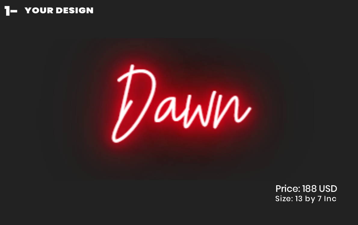 custom sign for Dawn – Neon.Outshine